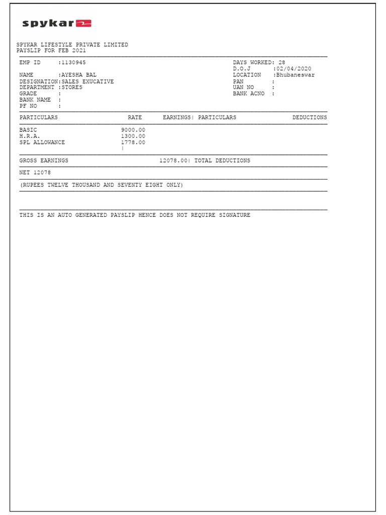 February 2021 Payslip | PDF | Finance & Money Management
