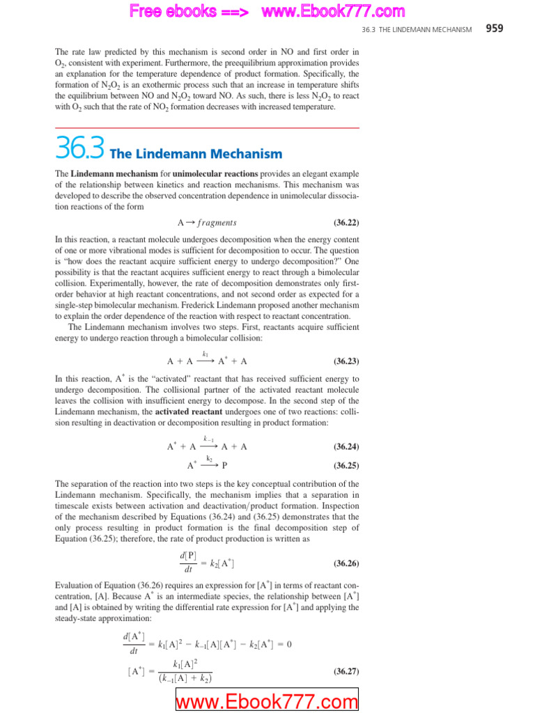 Physical Chemistry, 3 Edition - 36 - 3 The Lindemann Mechanism - 322 | PDF