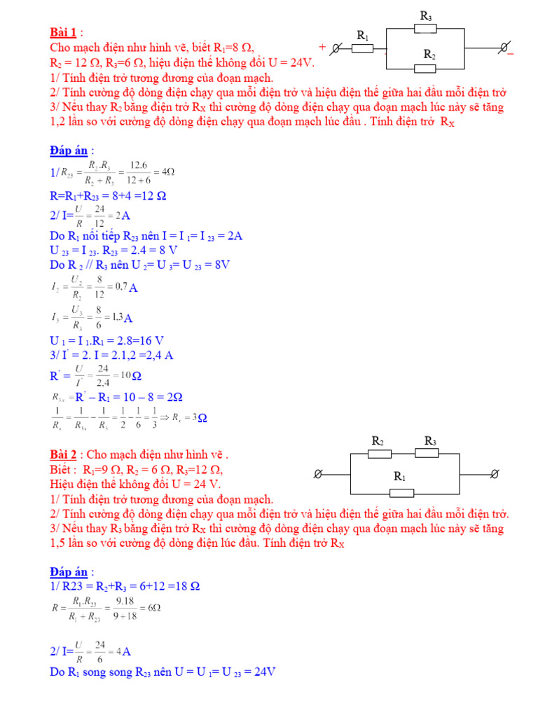 22 Bai Tap Li 9 Phan Dien Co Dap An | PDF