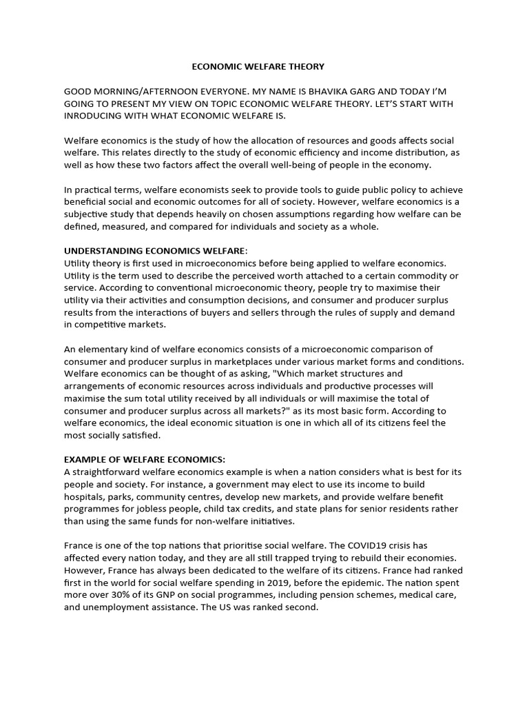 Economic Welfare Theory | PDF