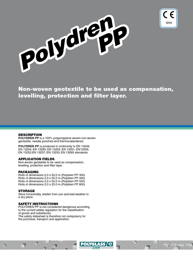 Polydren PP Geotextile Specifications | PDF