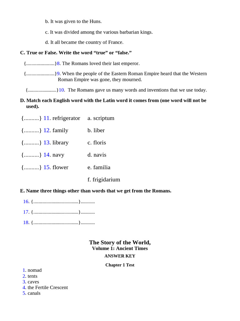Story of the World Volume 1 Tests | PDF | Sumer