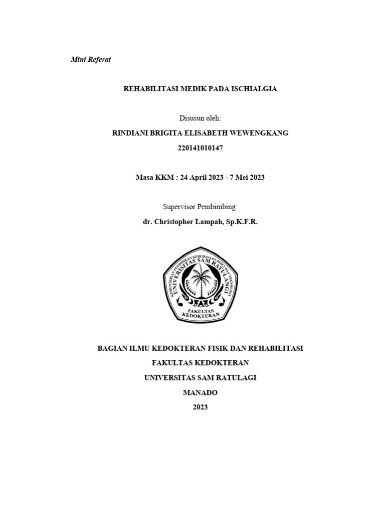 REFARAT - Rehabilitasi Medik Pada Ischialgia | PDF