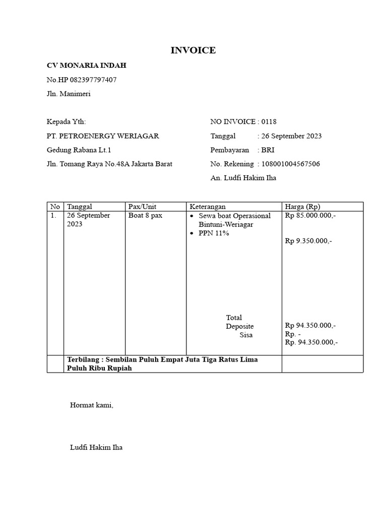 Surat INVOICE | PDF