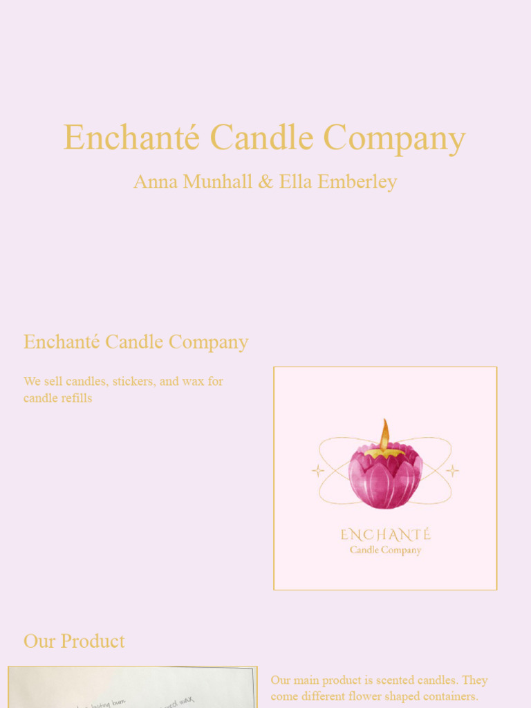 Enchanté Candle Company: Anna Munhall & Ella Emberley | PDF | Home & Garden