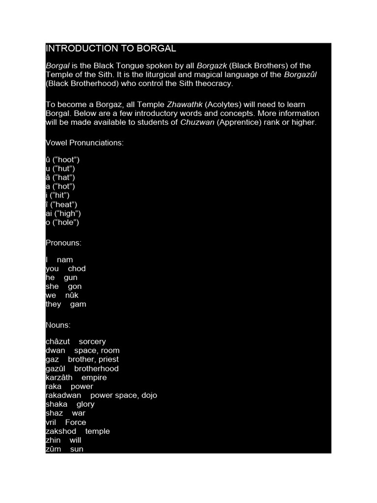Borgal Basics for Acolytes | PDF