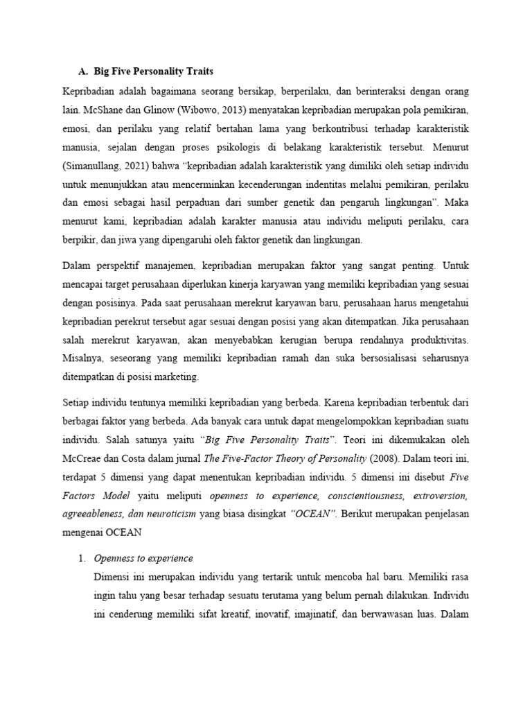 Big Five Personality Traits | PDF | Sains & Matematika