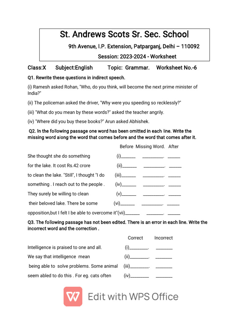 Class -10, English Worksheet -6 | PDF | Cognitive Science
