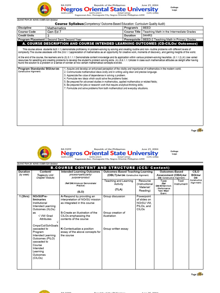 (COBE) GEN ED 7 Teaching Math in The Primary Grades | PDF