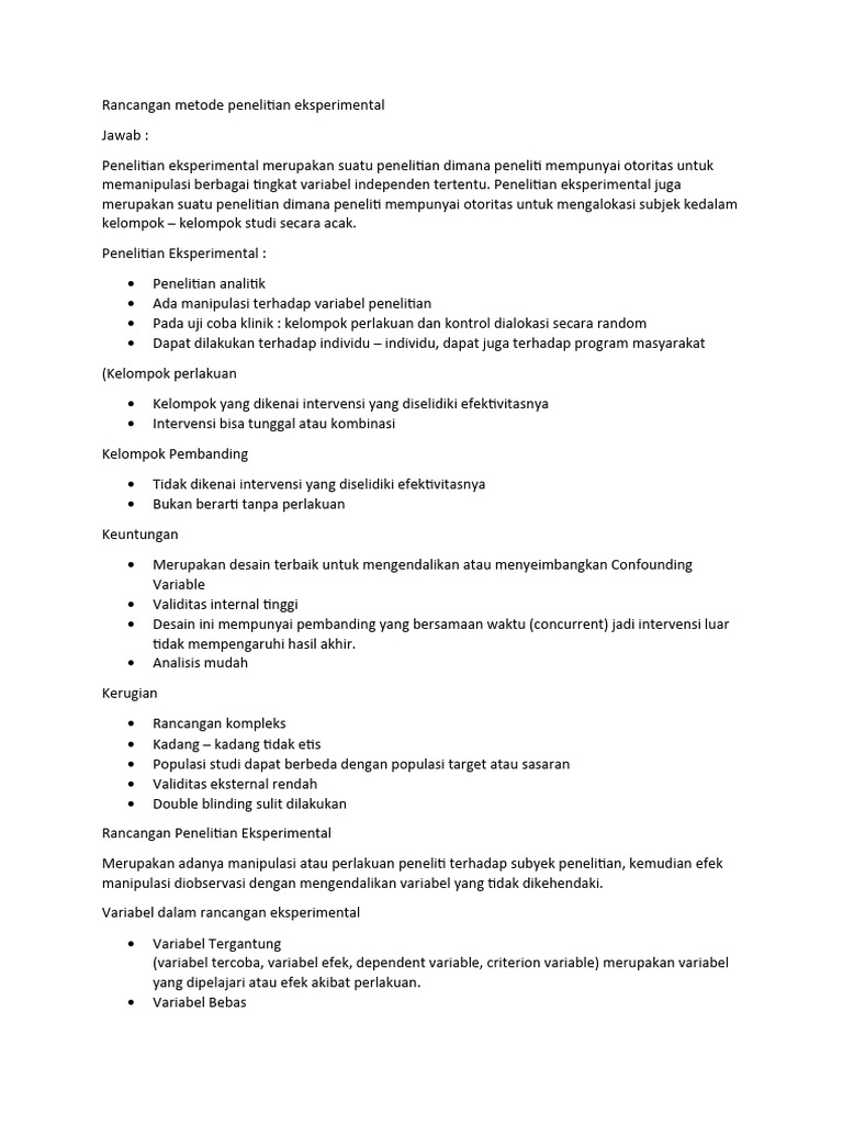 Panduan Penelitian Eksperimental | PDF
