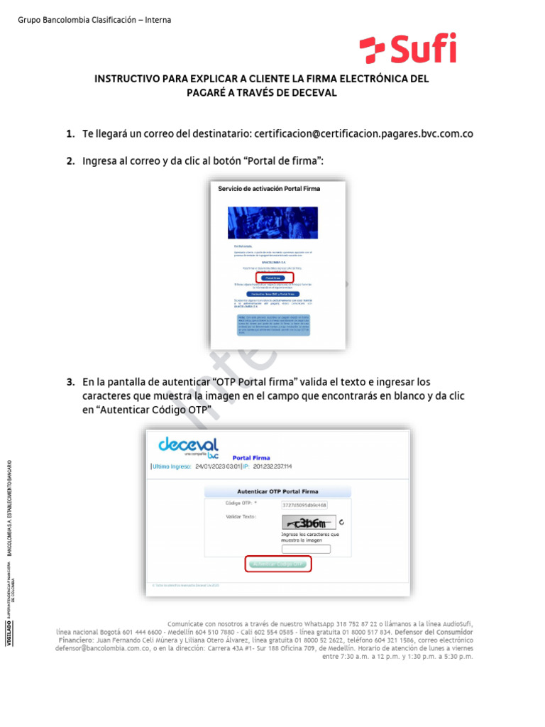 Instructivo para Explicar A Cliente Firma Deceval | PDF
