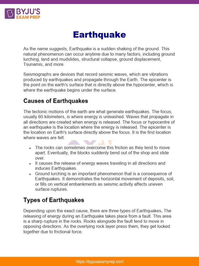 Earthquake Upsc 48 | PDF