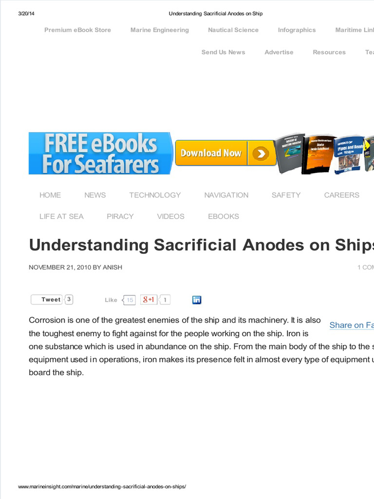 Understanding Sacrificial Anodes On Ship | PDF