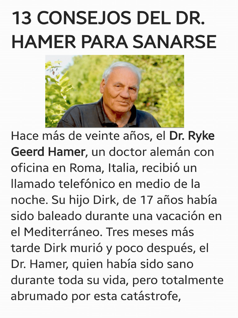 13 Consejos Del DR Hamer para Sanarse | PDF