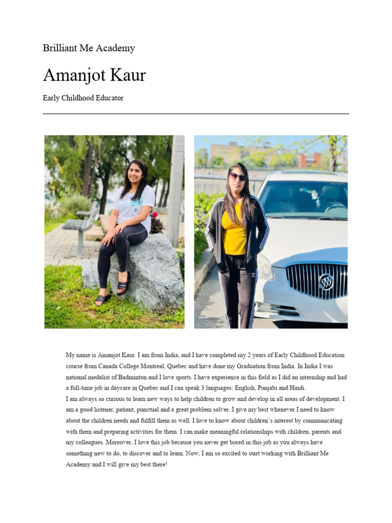 Amanjot Kaur Profile | PDF