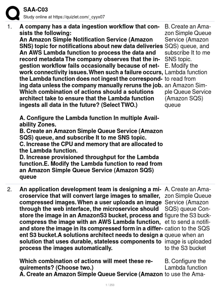 AWS Solutions Architect Exam Practice | PDF | Amazon Web Services | Computer Architecture