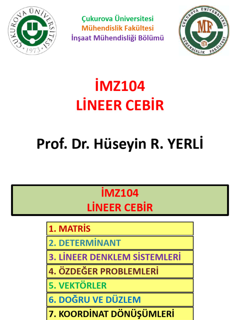 İMZ104-Lineer Cebir | PDF