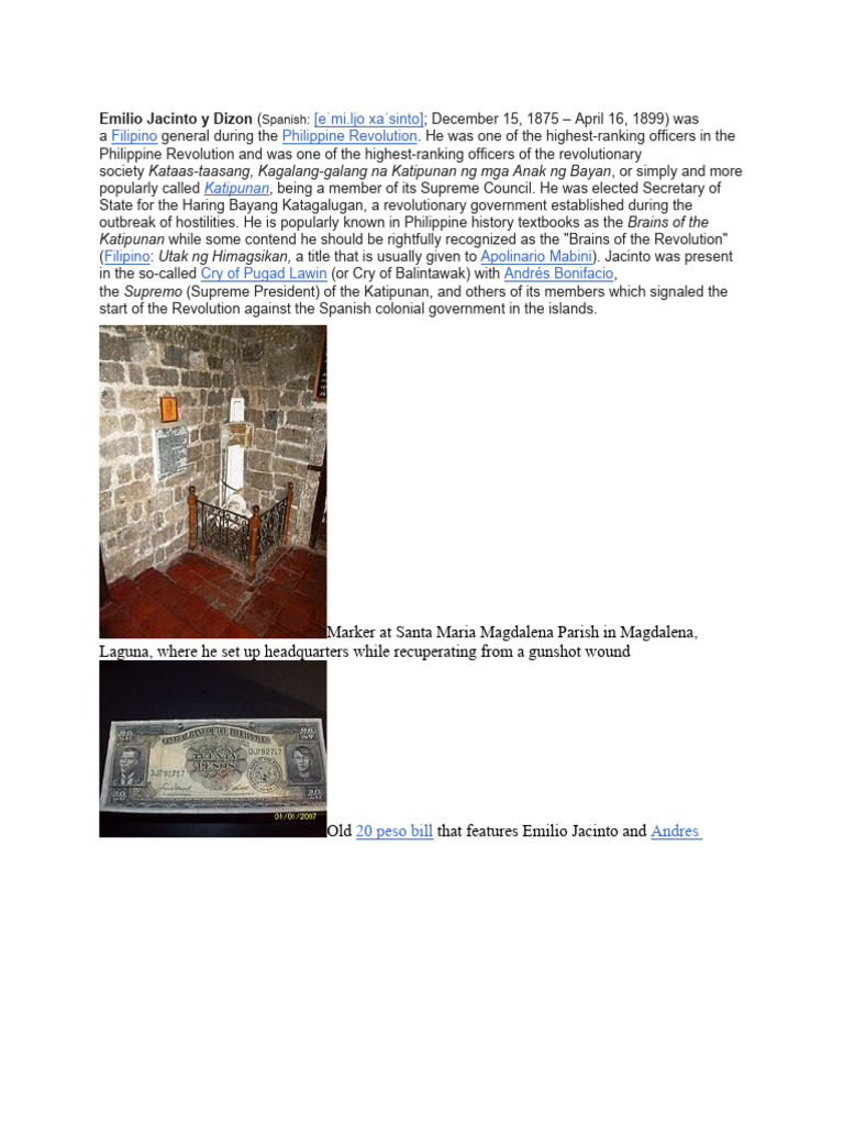 Emilio Jacinto y Dizon | PDF