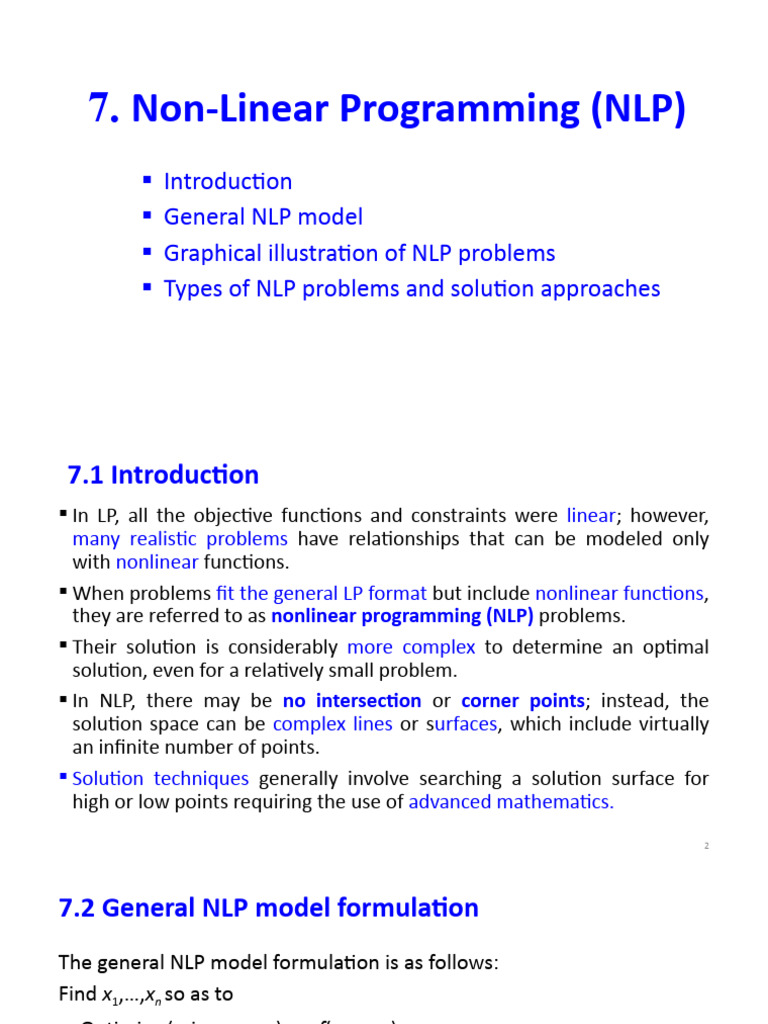Chapter VII Nonlinear Programming (NLP) | PDF