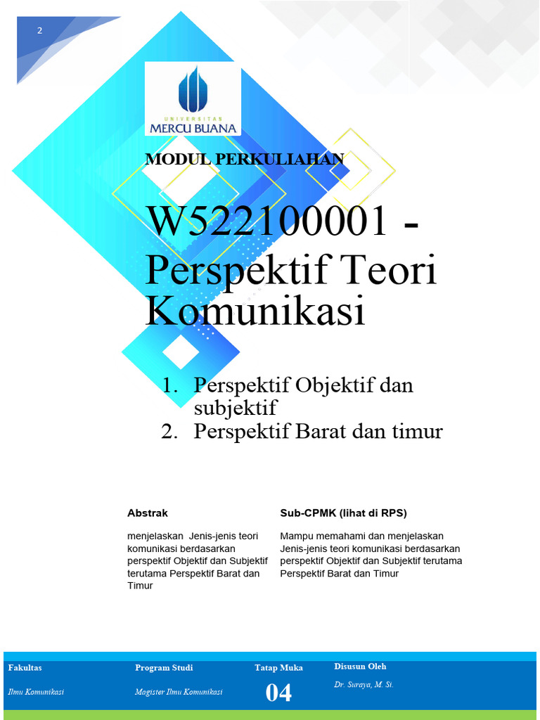 Modul 04 - TEORI KOMUNIKASI - Perspektif Barat Dan Timur | PDF Modul 04 - TEORI KOMUNIKASI - Perspektif Barat Dan Timur | PDF