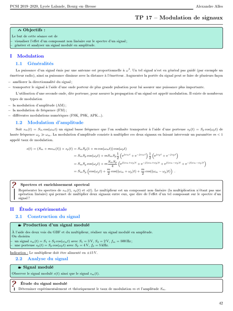 TP17 - Modulation de Signaux | PDF