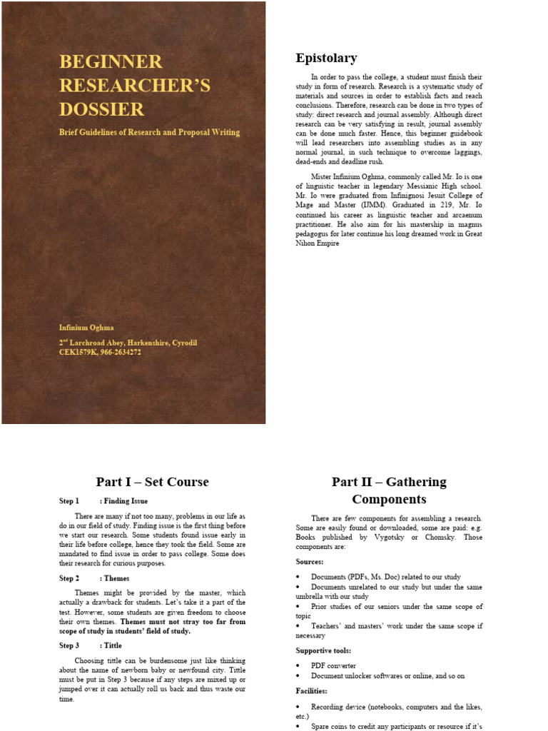 BEGINNER RESEARCHER DOSSIER - Print Edition Simplified | PDF | Career ...