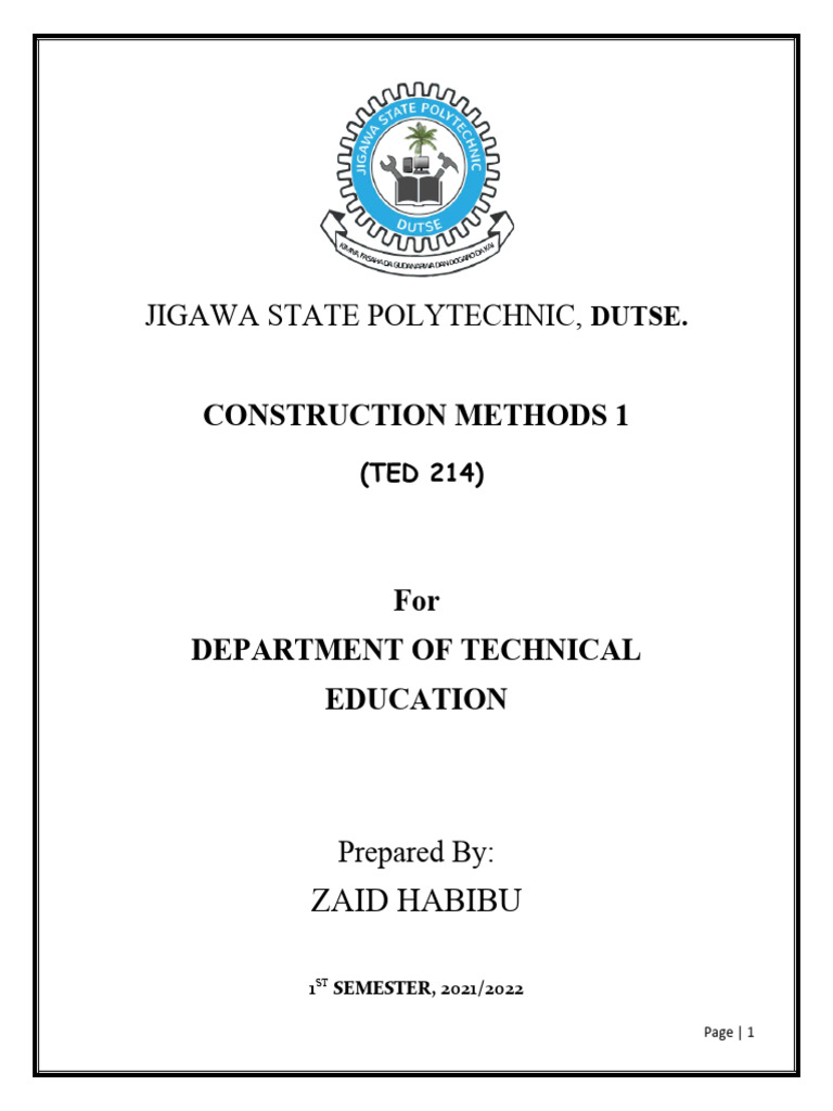 TED 214 Construction Methods | PDF | Technology & Engineering