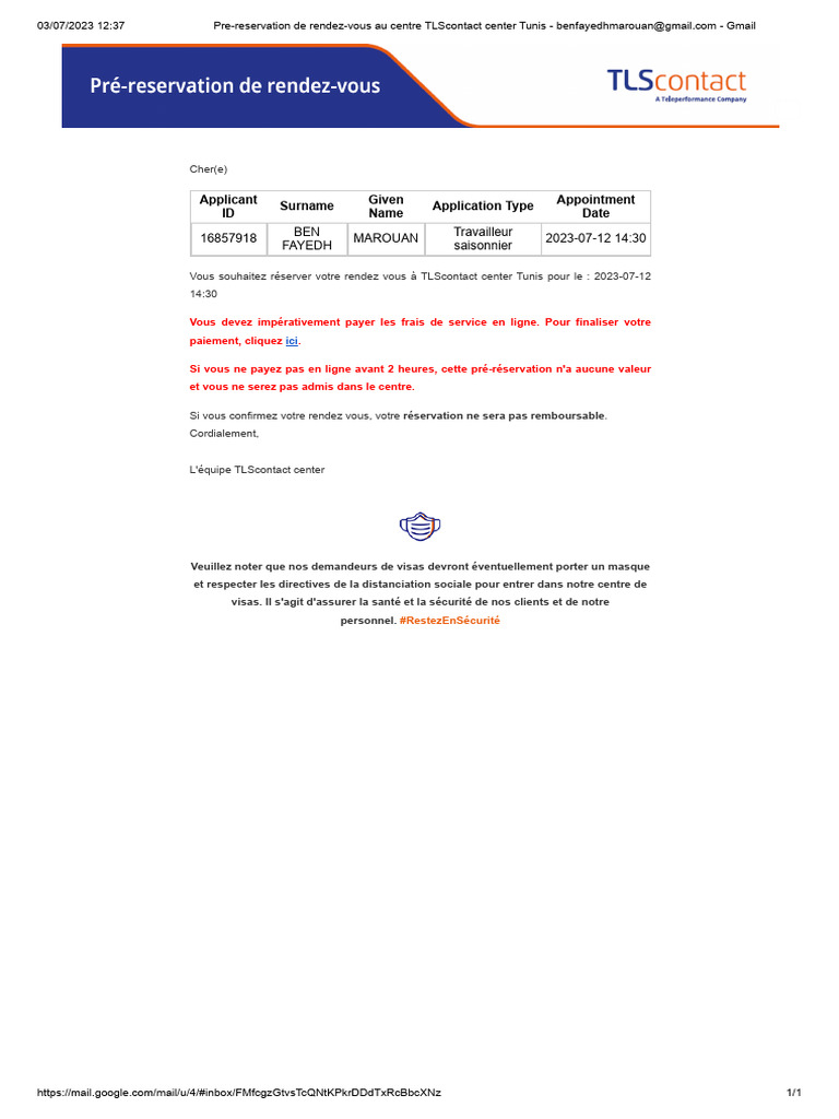 Pre-Reservation de Rendez-Vous Au Centre TLScontact Center Tunis - Benfayedhmarouan@Gmail - Com ...