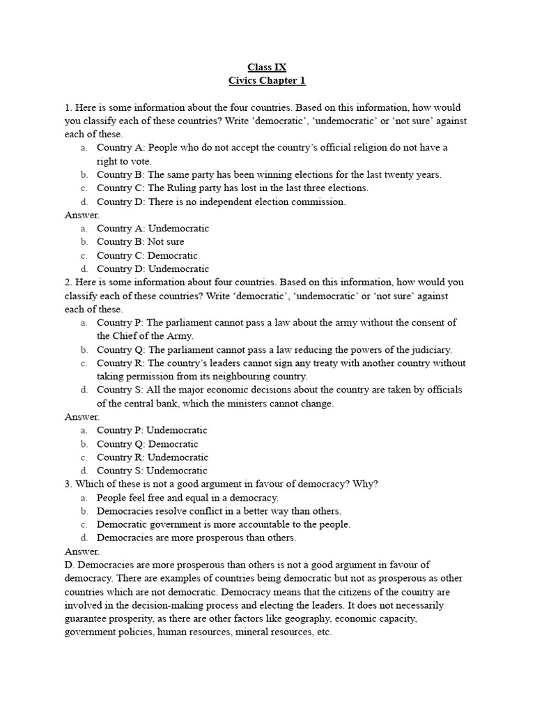 Civics Chapter 1 Answer Key | PDF