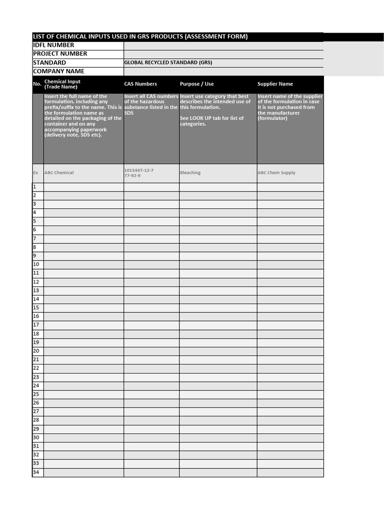 IDFL GRS Chemical Assessment Form EN | PDF