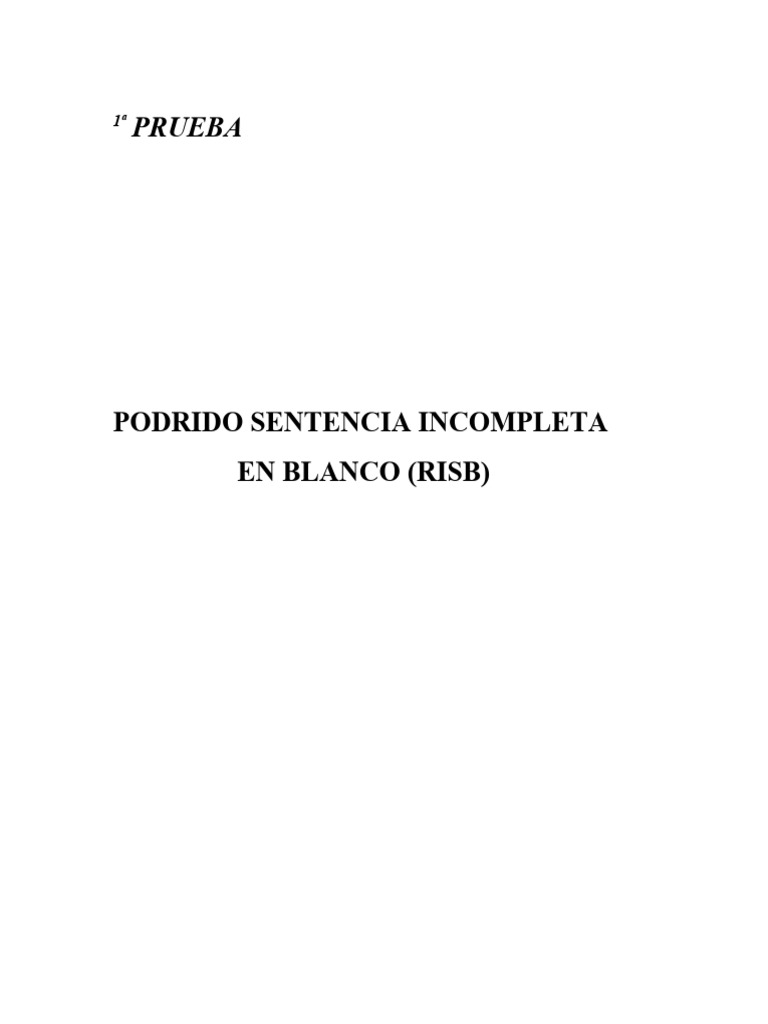 Oración Incompleta de Rotter en Blanco (Risb) | PDF