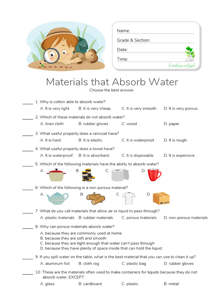 Water Absorption Quiz for Students | PDF