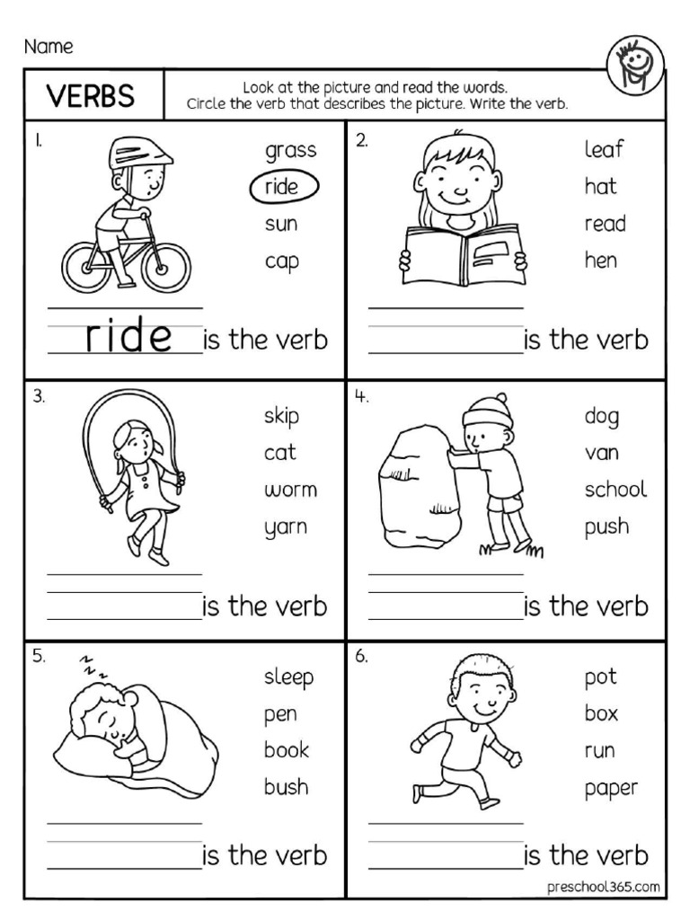 Grade 1 Verbs Worksheet Free | PDF