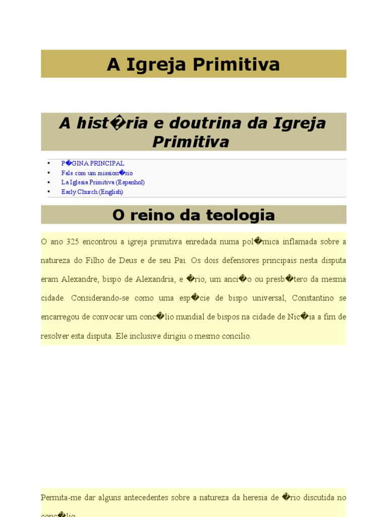 Doutrinas e Heresias da Igreja Primitiva | PDF | Cristianismo Primitivo ...