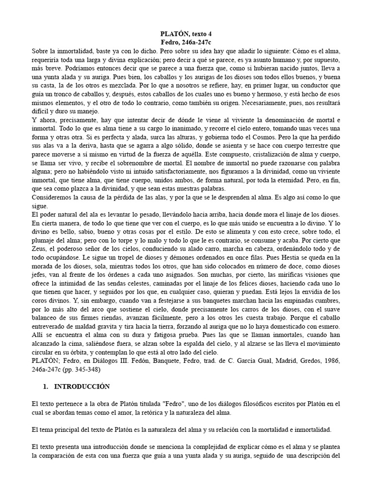 PLATÓN, texto 4 | PDF | Platón | Alma