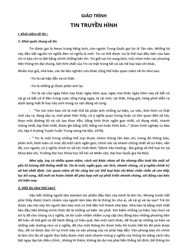 Giáo Trình Tin T C | PDF