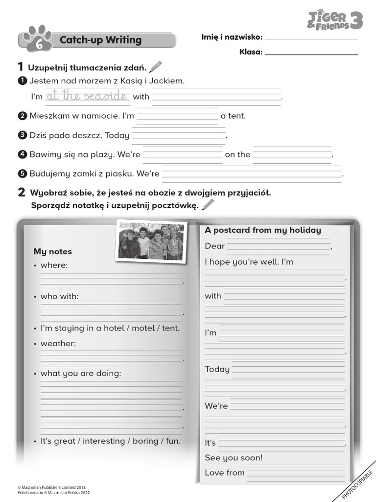 Tiger&Friends 3_TRF_Unit 6_Catch-up Writing | PDF