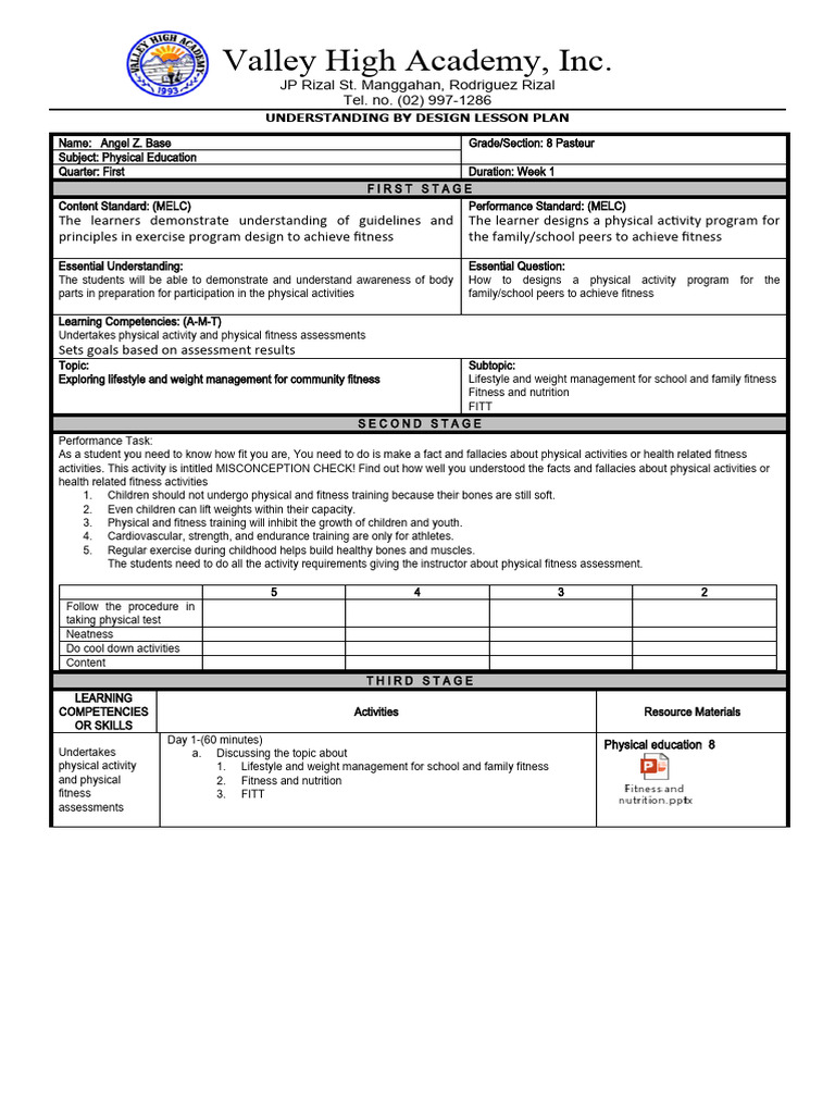 LP Physical Education Week 1 | PDF | Physical Fitness | Physical Education