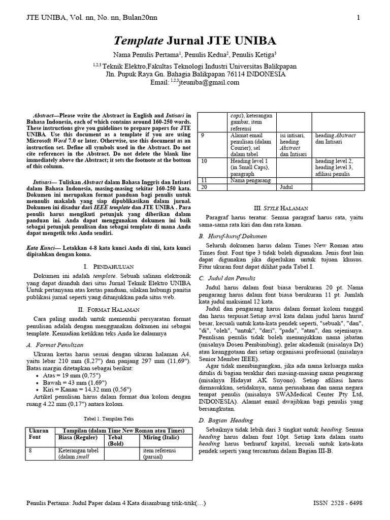 New Template Jurnal Teknik Elektro JTE UNIBA 2022 | PDF