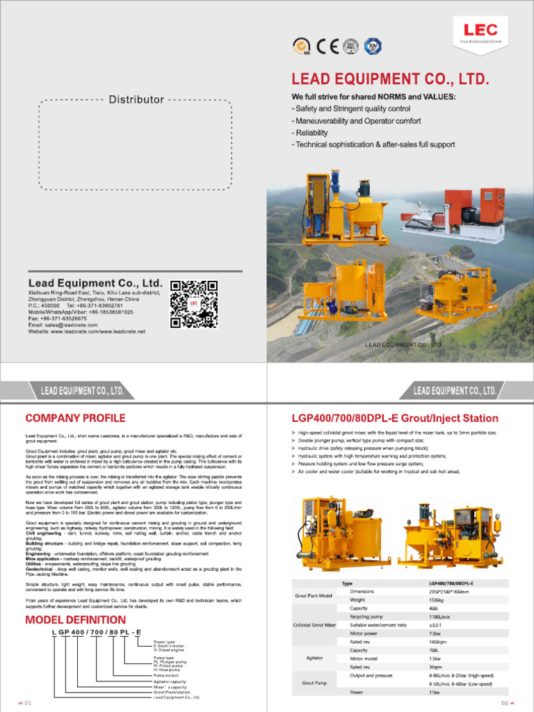 Grout Equipment From Lead Equipment | PDF