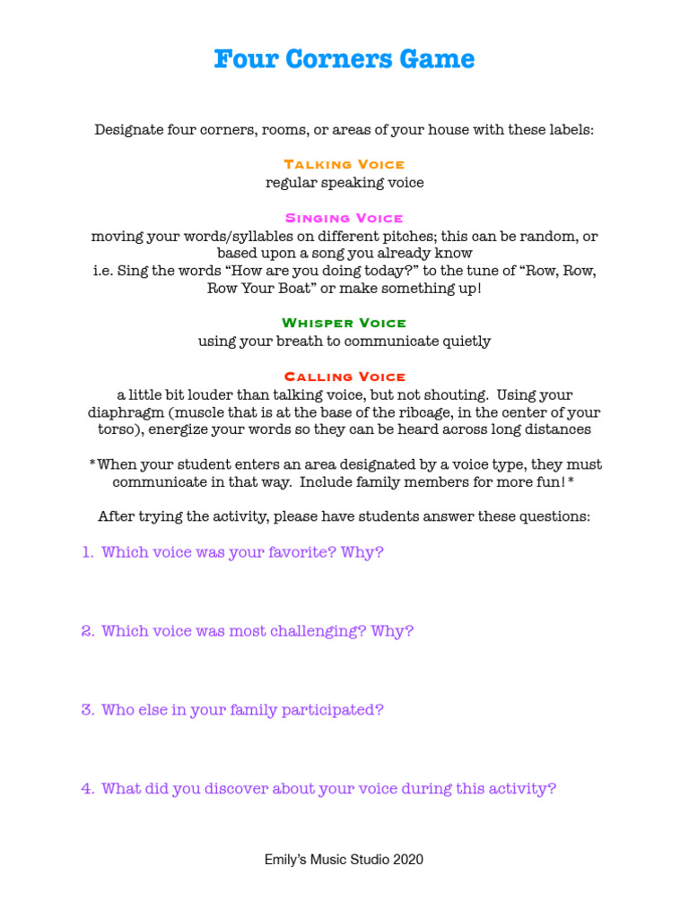 Four Corners Game | PDF