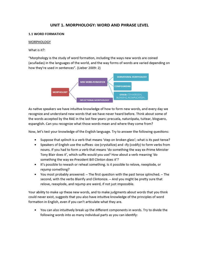 Unit 1 morphosyntax | PDF
