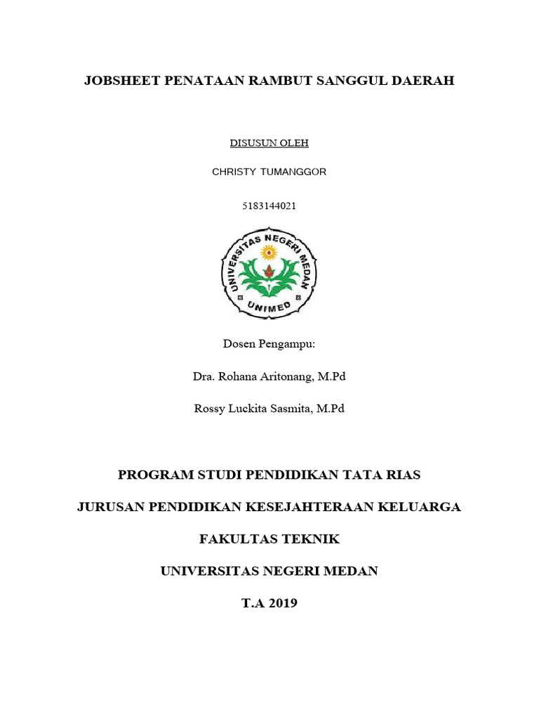 Jobsheet Sanggul Daerah Lipek Pandan (Sumbar) | PDF