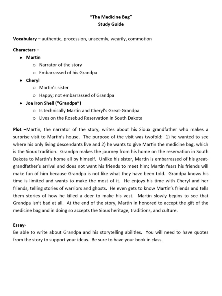 The Medicine Bag Study Guide | PDF