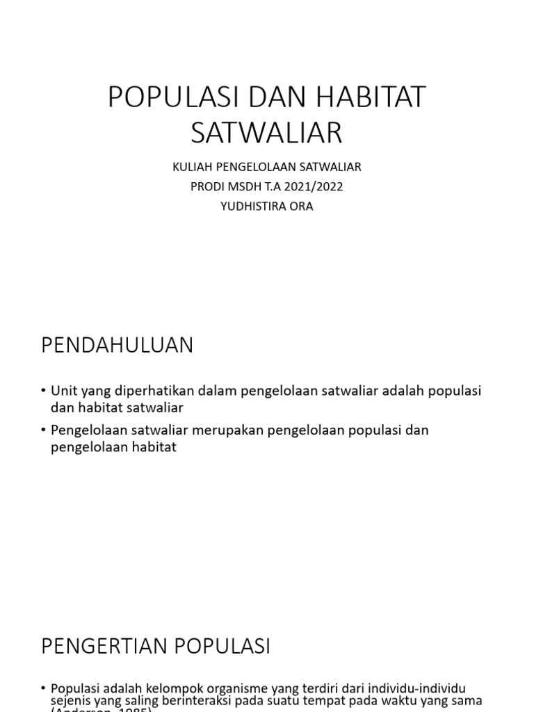 Populasi Dan Habitat Satwaliar | PDF | Ilmu Sosial | Sains & Matematika