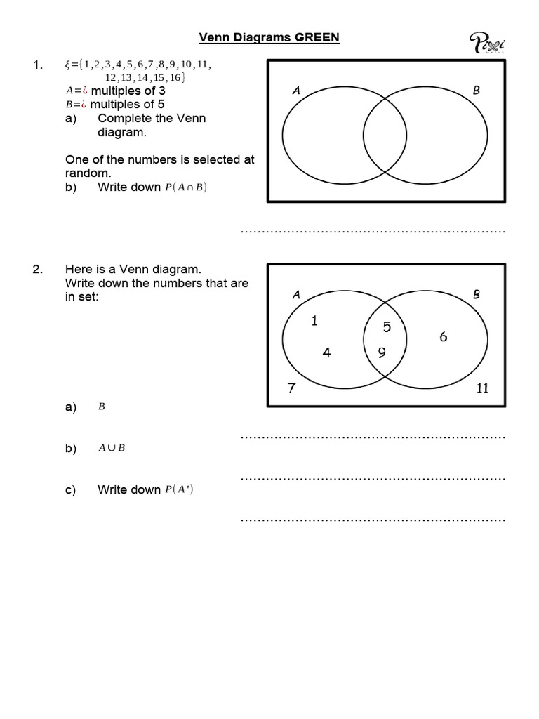 Venn Diagrams Probability RAG | PDF