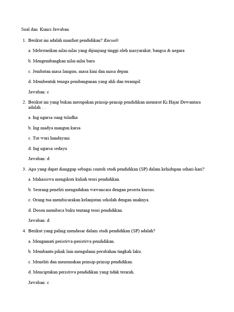 Soal Dan Kunci Jawaban Landik | PDF