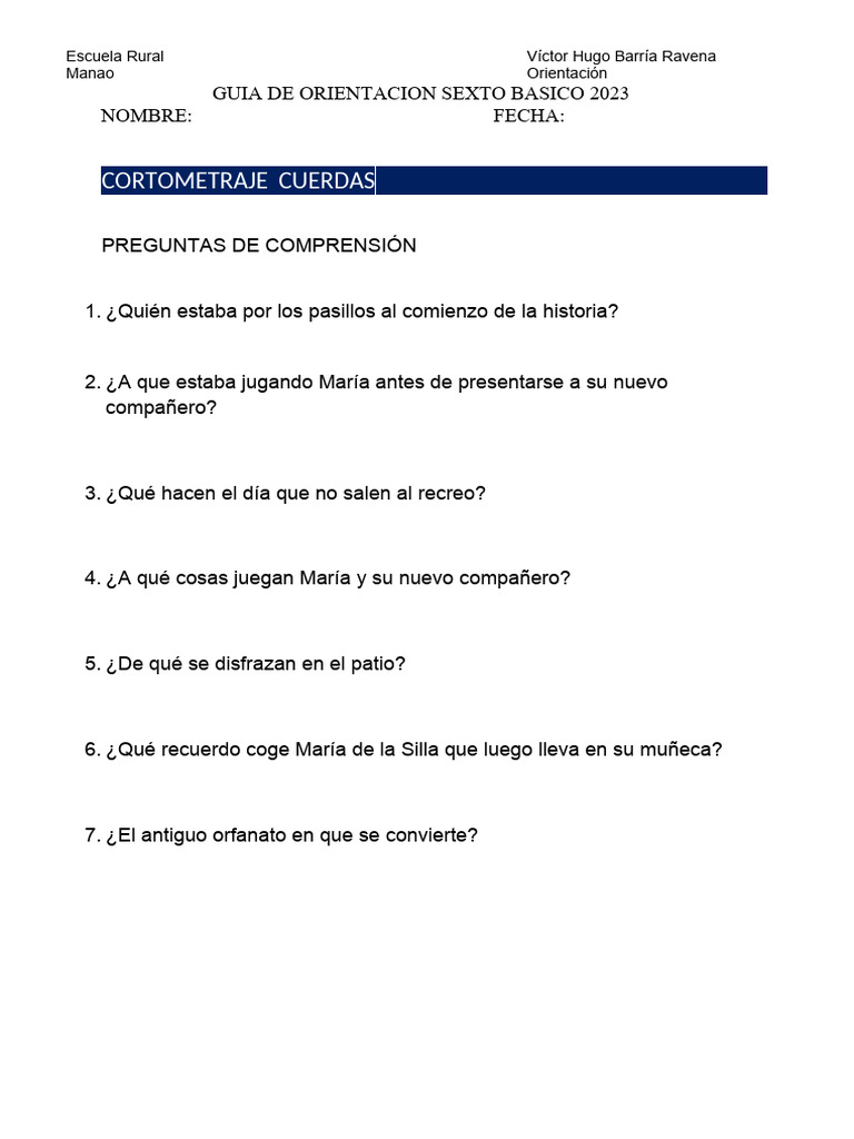 2actividades de Cortometraje Cuerdas | PDF