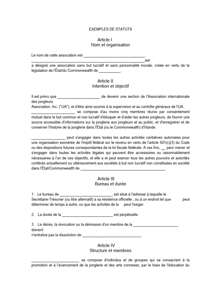 Modèle de Statuts | PDF