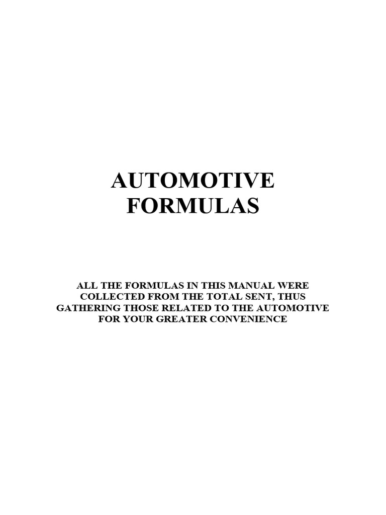 Automotive Formulas. | PDF